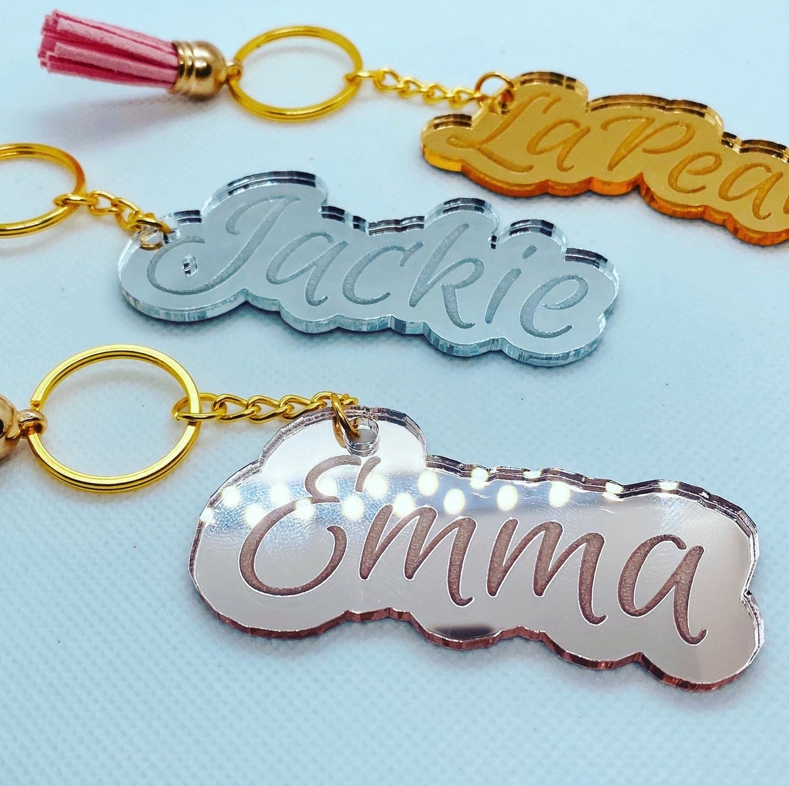 Engraved Mirror Acrylic Keychain - Etsy