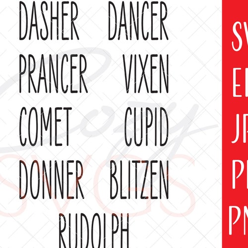 Reindeer Names SVG Rae Dunn Inspired Name Ornaments Svg - Etsy