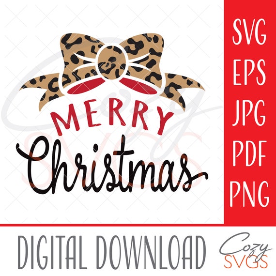 Merry Christmas Svg Leopard Print Christmas Decor Svg Cut | Etsy