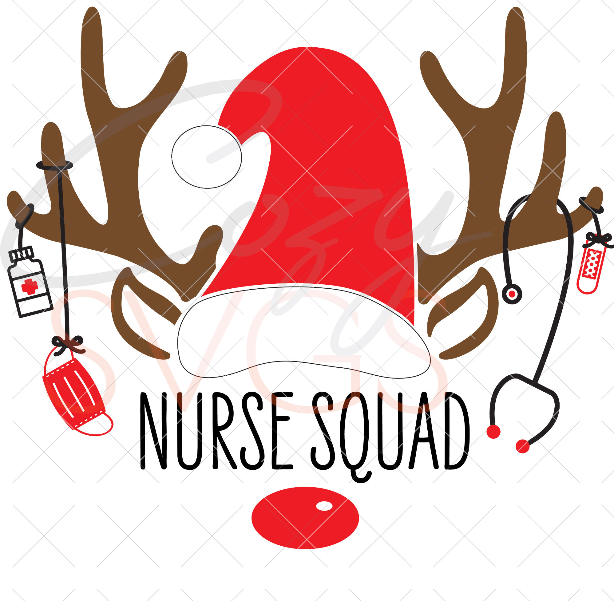 Nurse Squad Svg, Nurse Christmas Shirt, Reindeer Svg, Rudolph Rudolf ...