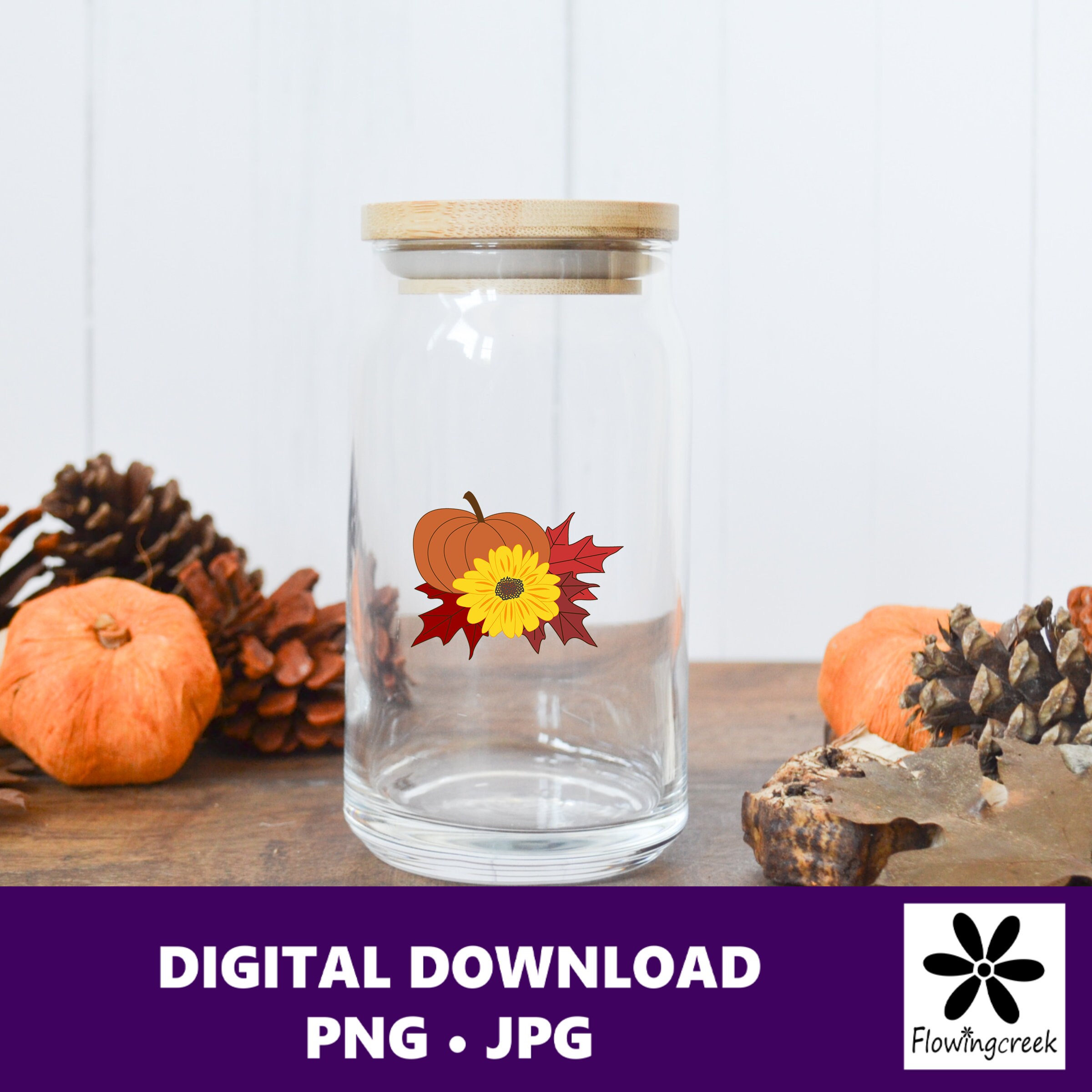 Fall Pumpkin Sunflower Leaf Cluster Clip Art Digital Download - Etsy
