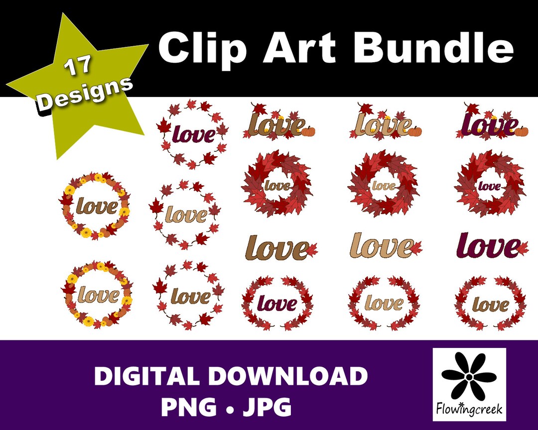 Love in Fall Clip Art Bundle: Autumn Wedding Designs (digital Download ...