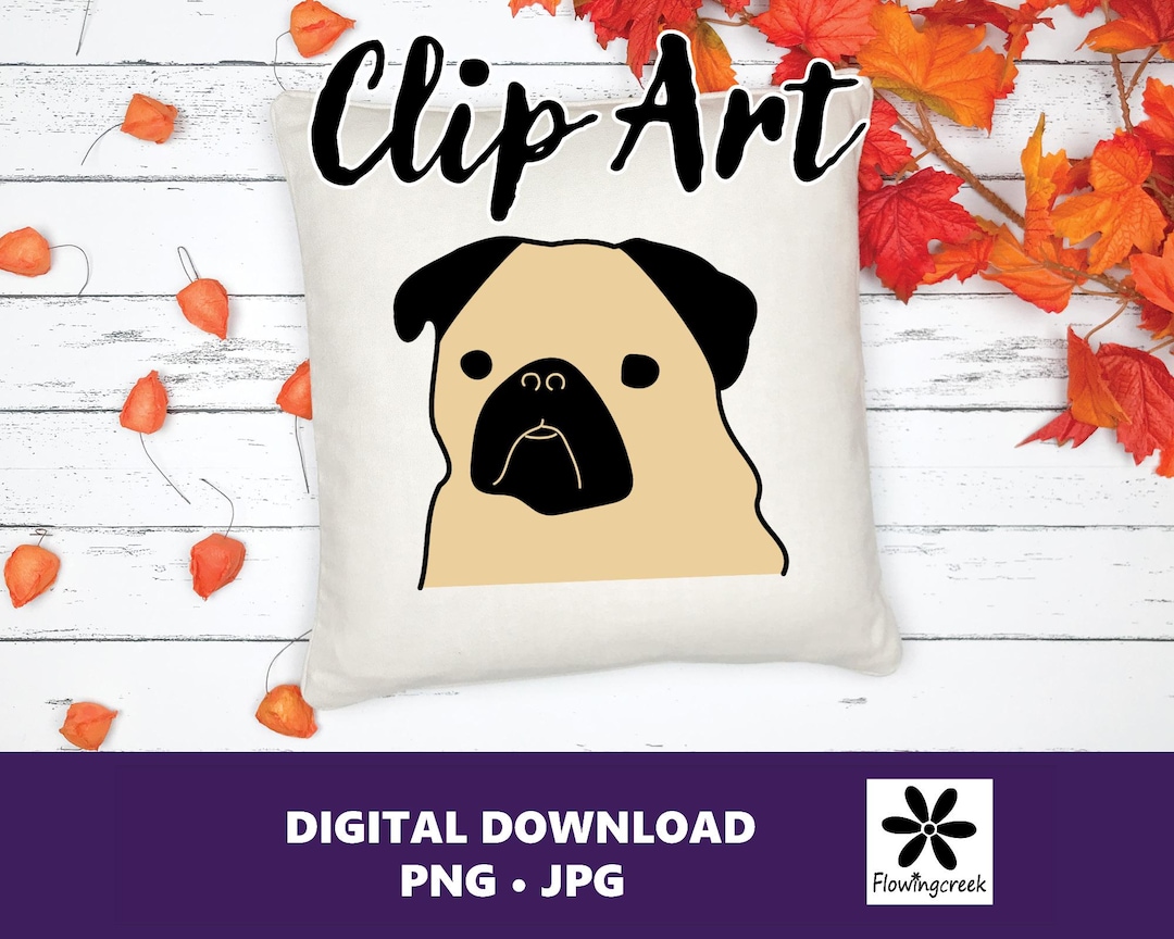 Pug Face Clip Art: Digital Sublimation Design (PNG, JPG) - Etsy