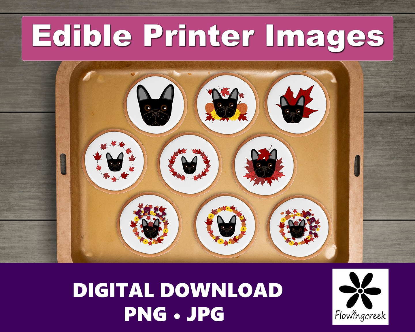 Black Frenchie Face Fall Clip Art Bundle for Edible Printers - Etsy