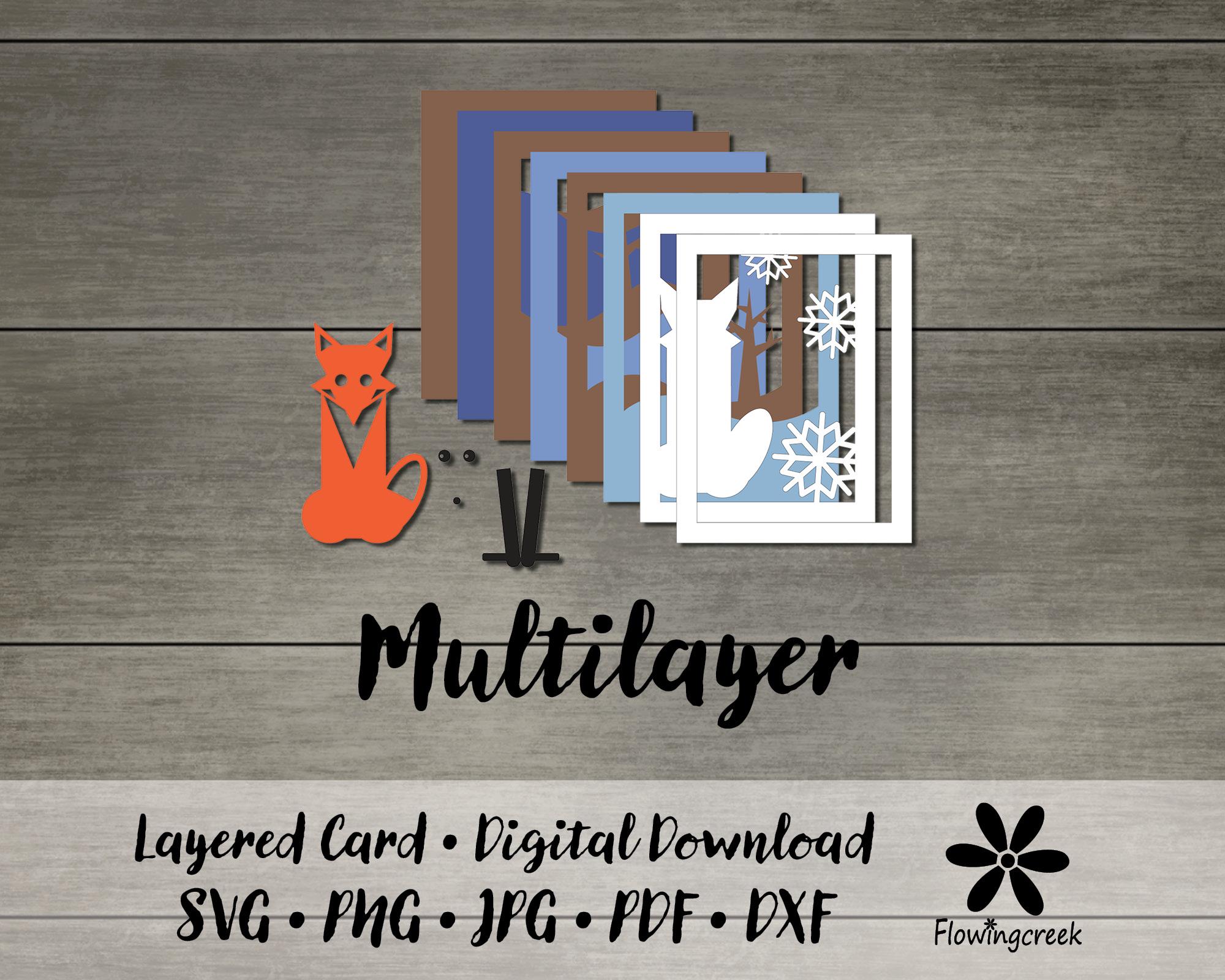 Winter Fox 3D Layered Card SVG DIY Greeting Card Digital Download - Etsy