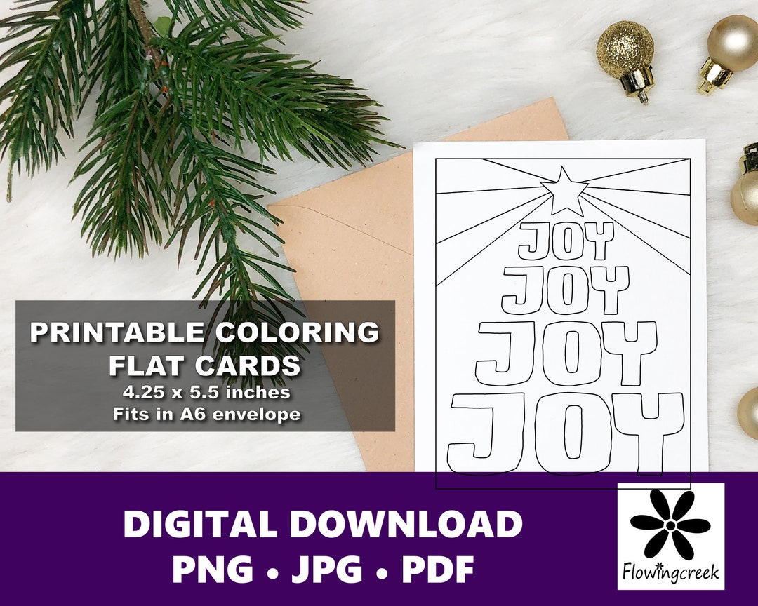 Joy Tree Tarjetas para colorear planas imprimibles Vacaciones - Etsy México