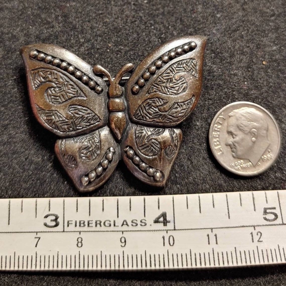 Pewter Butterfly Brooch/pin. Newpro Brand Vintage Silvertone Pin ...