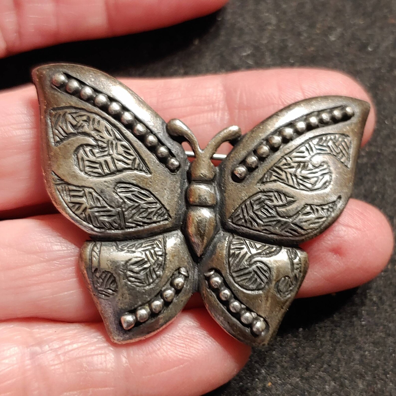 Pewter Butterfly Brooch/pin. Newpro Brand Vintage Silvertone Pin ...