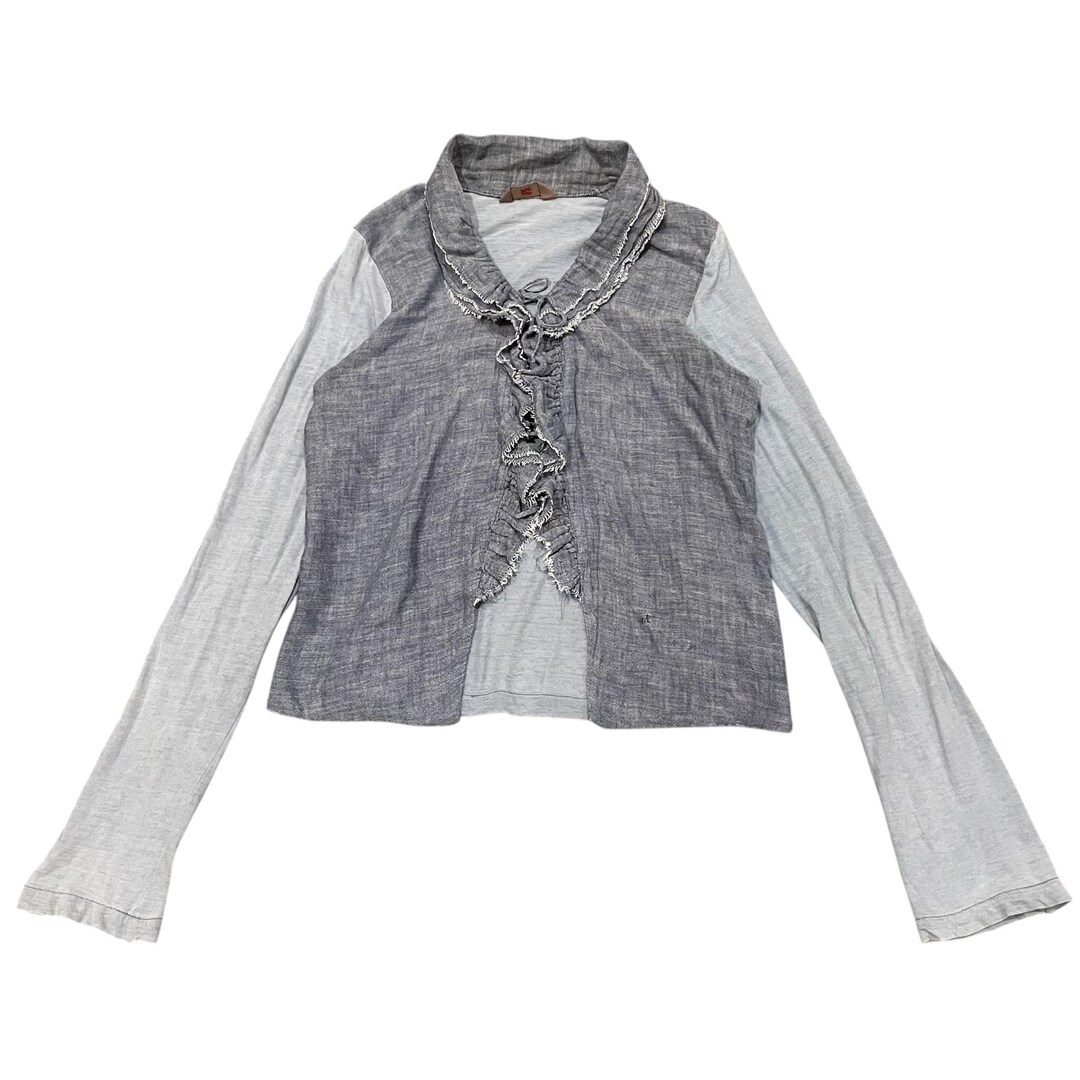 Vintage 45rpm Japan Indigo Dyed Cotton Ruffle Cardigan – Made in Japan ...