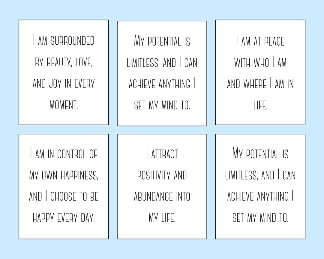 Printable Positive Affirmation Cards - Etsy