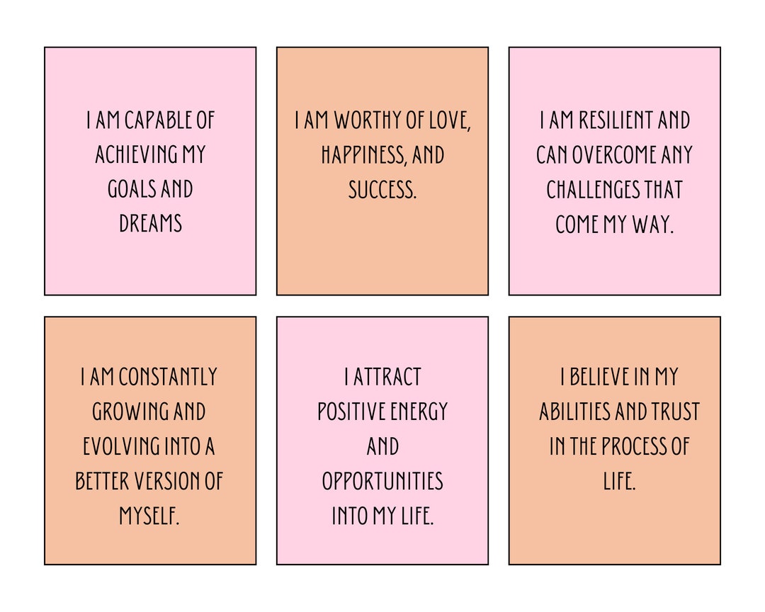 Printable Positive Affirmation Cards - Etsy
