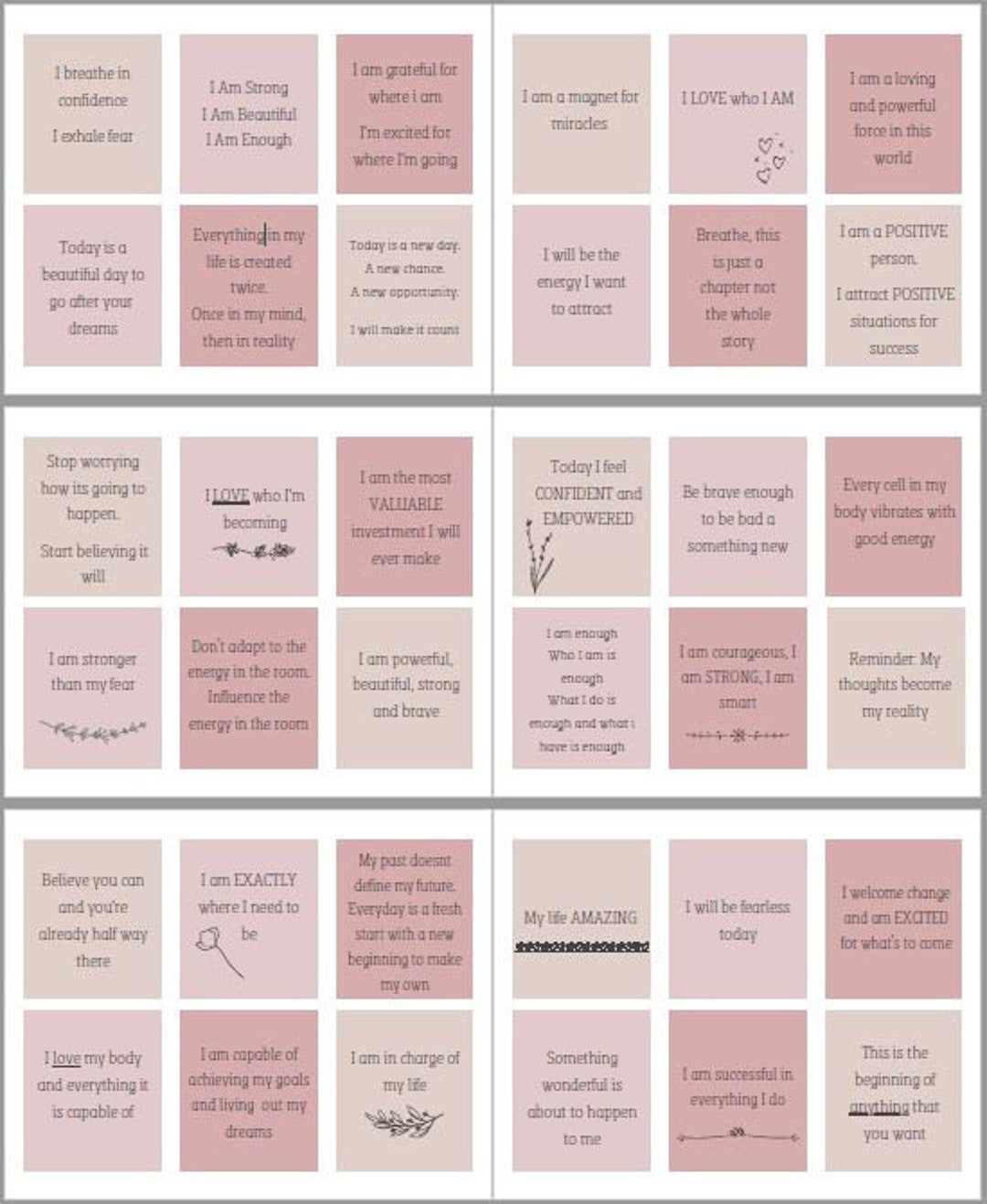 Positive Affirmation Cards Printable - Etsy