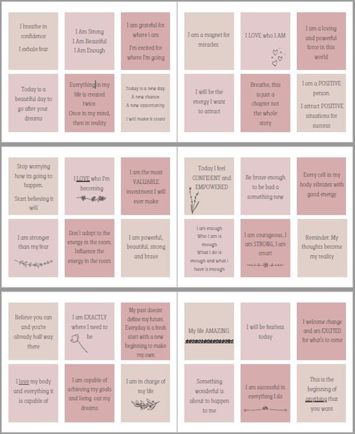 Positive Affirmation Cards Printable - Etsy