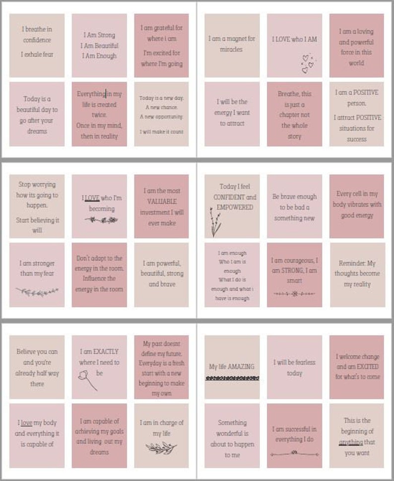 Positive Affirmation Cards Printable - Etsy