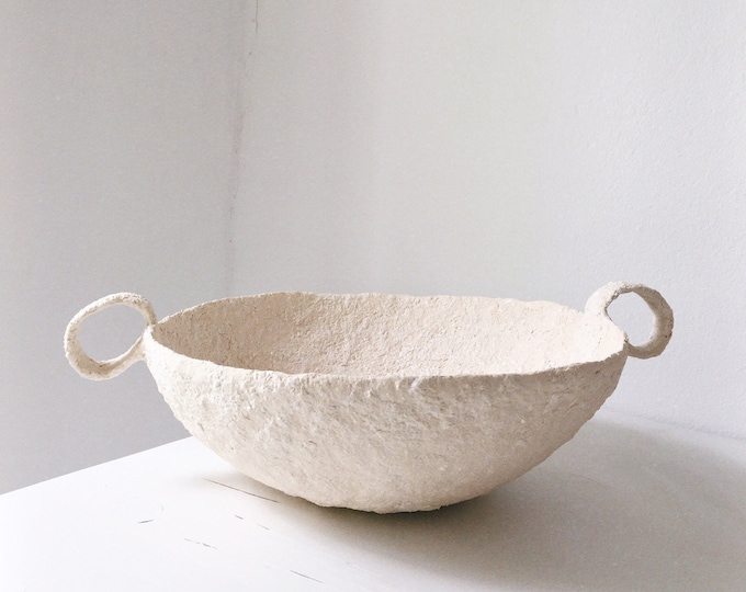 Handmade Organic Texture Large Papier-mâché Bowl With Handles - Etsy