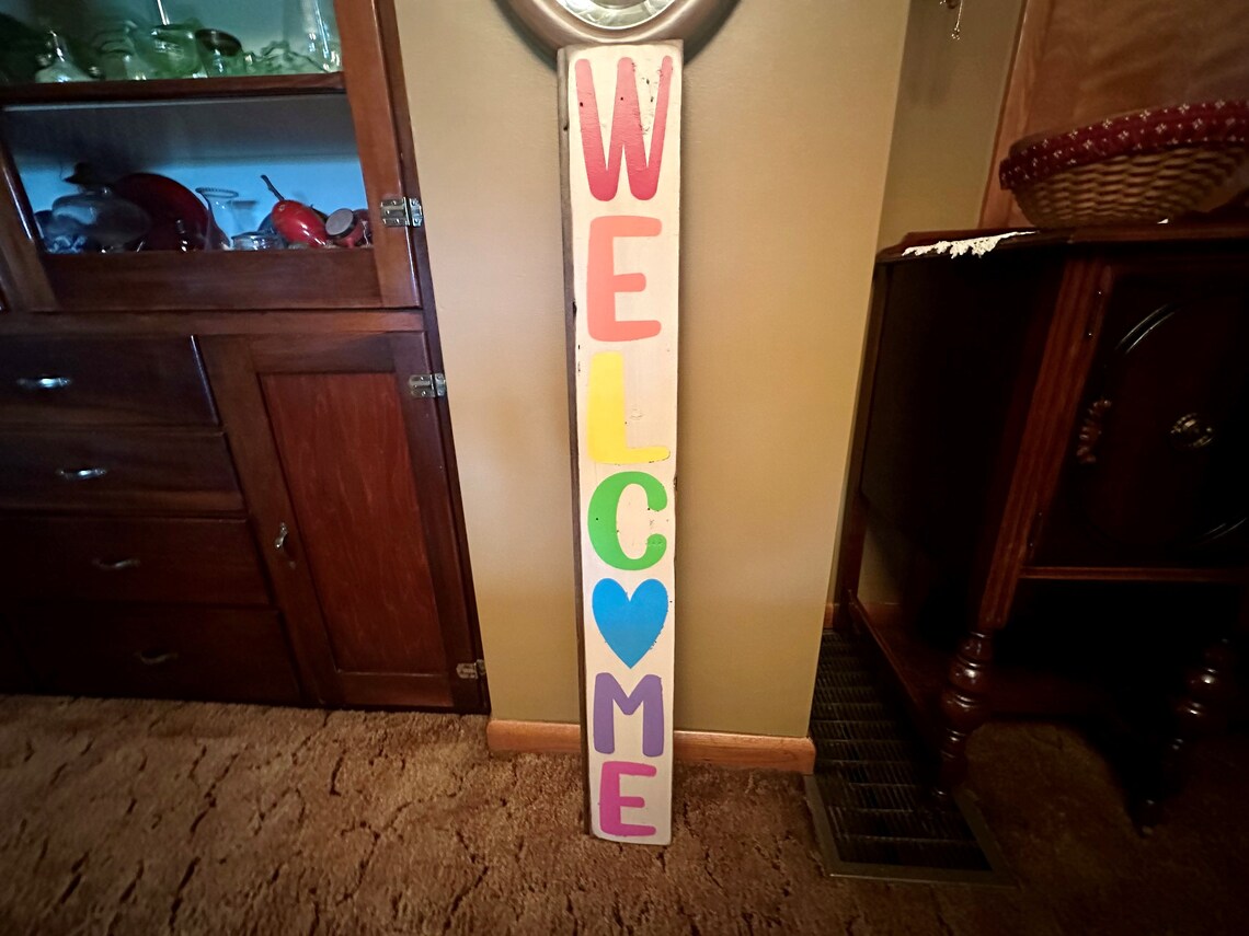 Rainbow Welcome Porch Sign | Pride Outdoor | Welcome Sign | LGTBQ ...