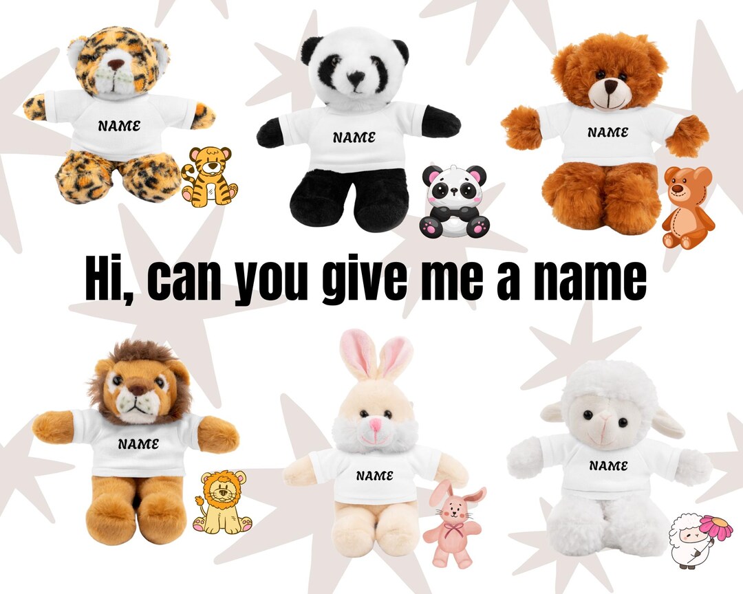 Personalized Stuffed Animal With Tee, Customizable Plush Toy, Cute Soft ...