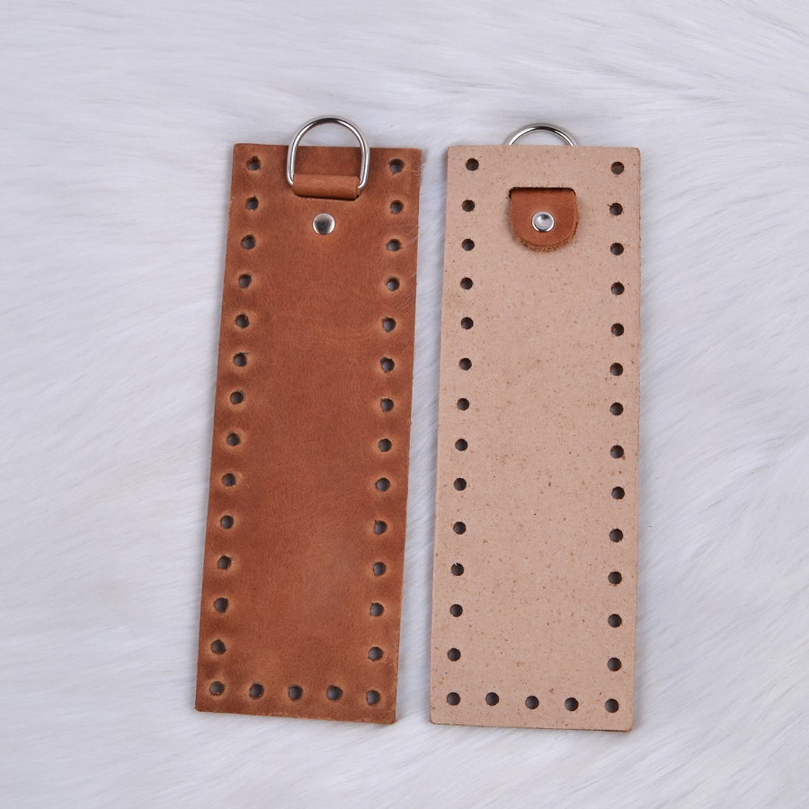 Set Rectangular for Crochet Bag Side Fasteners Made of Genuine Leather ...