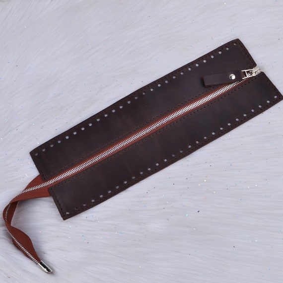 Zipper Closer for Crochet Bags Genuine Leather Zip Detail for | Etsy