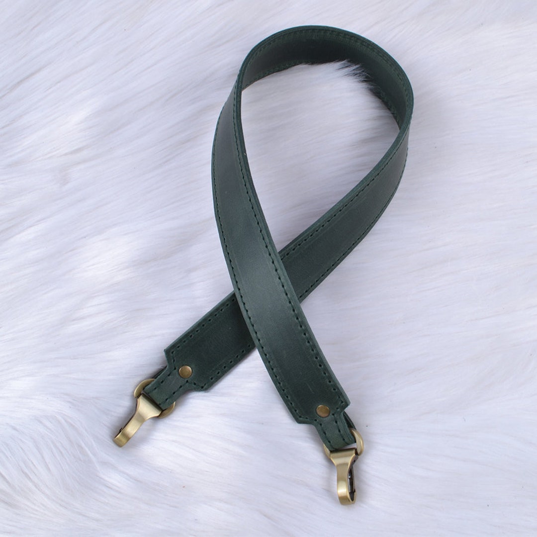 Genuine Leather Shoulder Strap in Two Layers, for a Bag With Carabiners ...