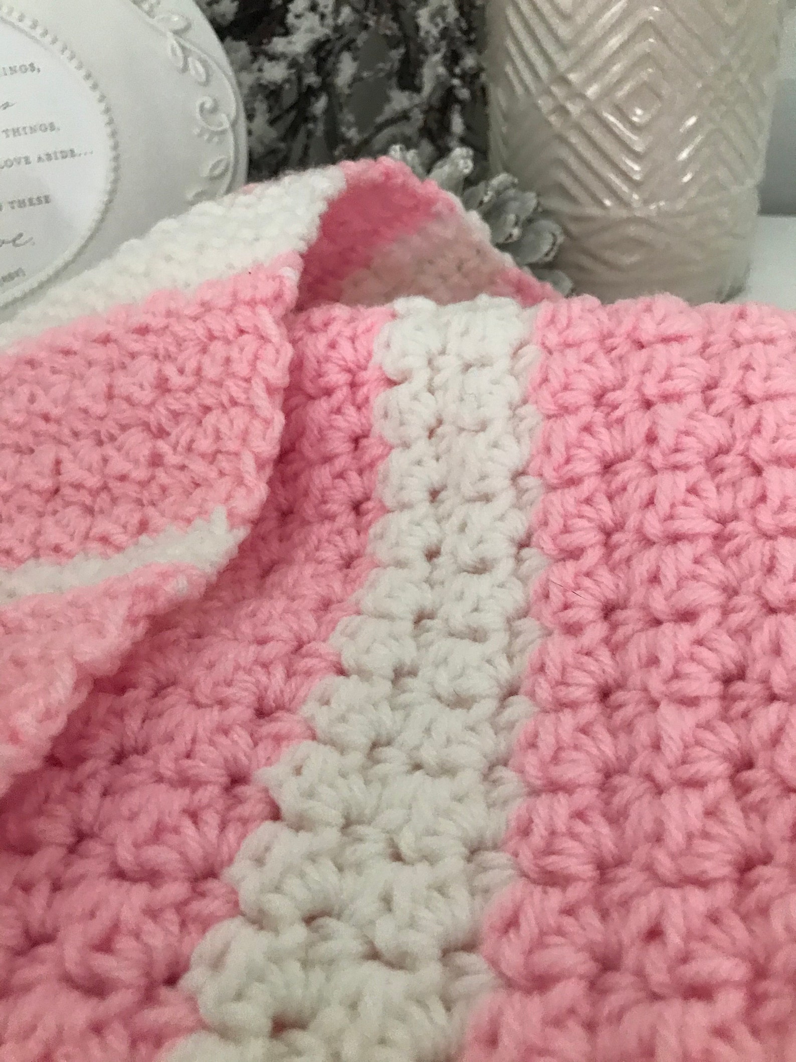Newborn Baby Girl Blanket, Pink Baby Blanket, Crochet Baby Blanket ...