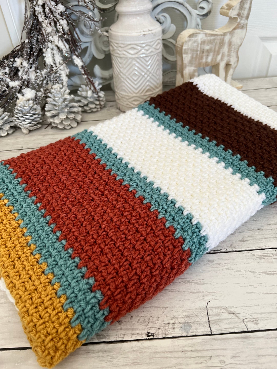 Teal Baby Blanket Mustard Baby Blanket Rust Baby Blanket - Etsy