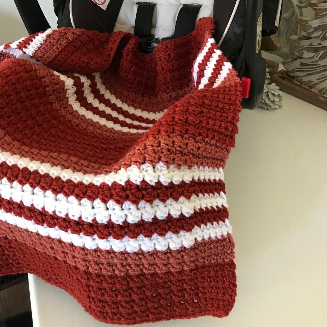 Rust Baby Blanket, Crochet, White Baby Blanket, Newborn and Preemie ...