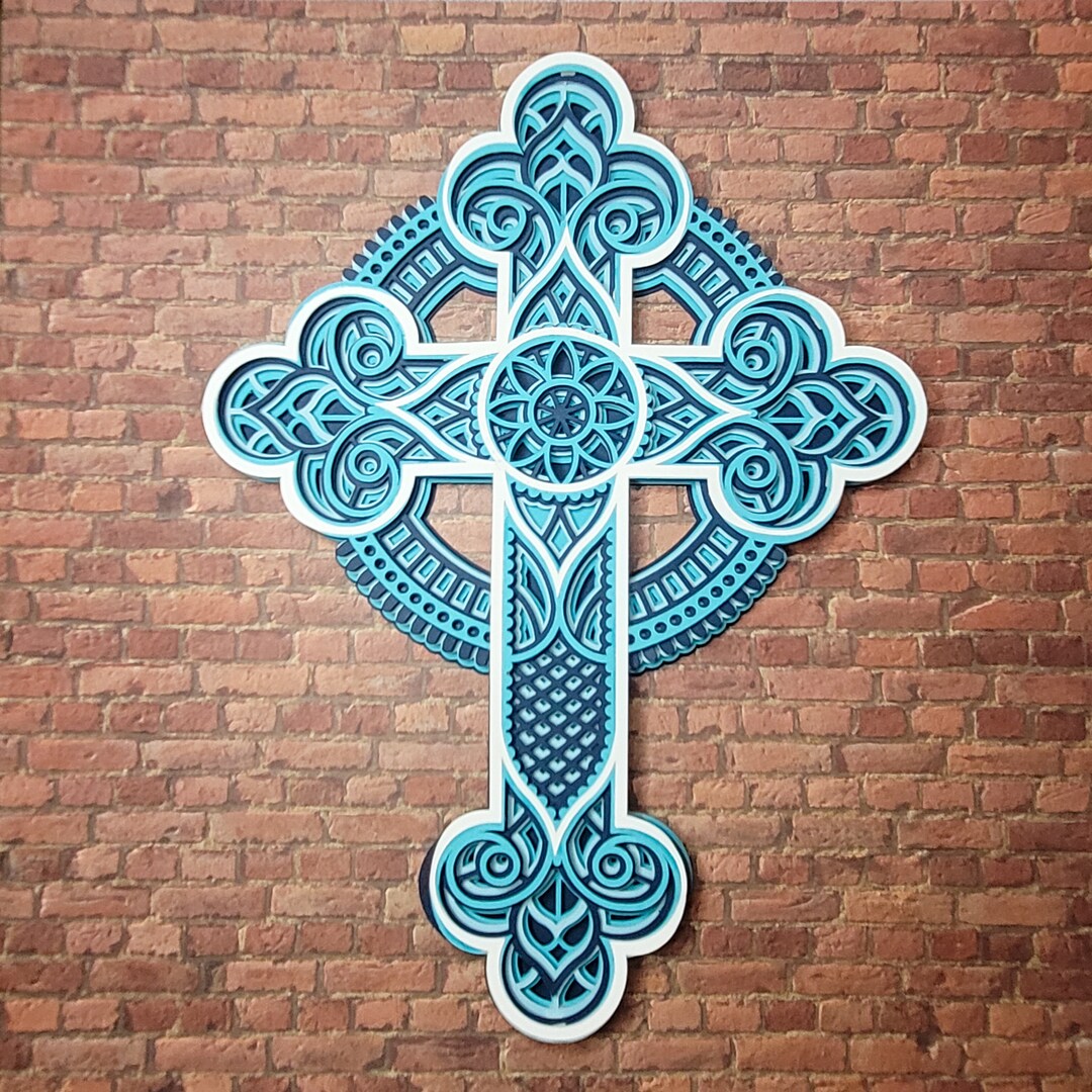 3D Layered Cross, Layered Paper Art, Wall Decor, Gift, Shadow Box ...