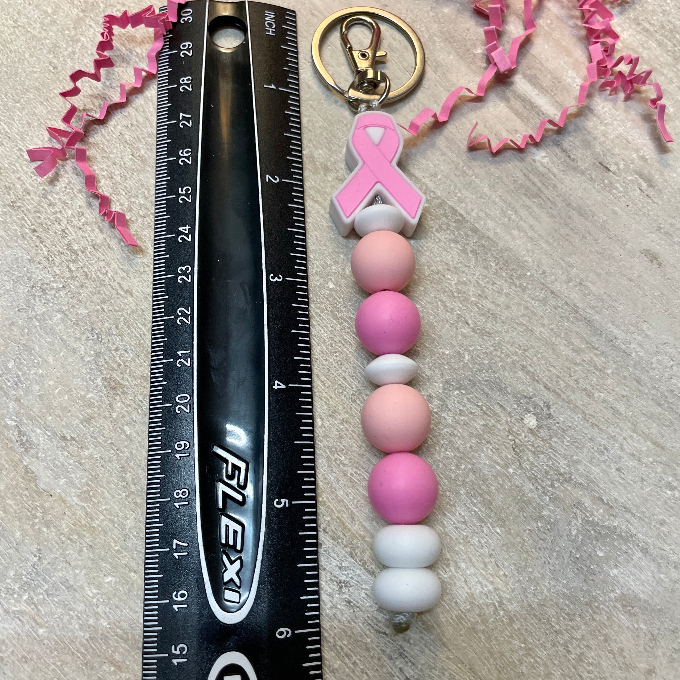 Breast Cancer Keychain/breast Cancer Silicone Bead - Etsy
