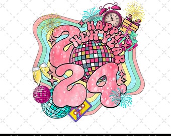 Happy New Year PNG, 2024 Disco Ball Nye Wake Me When the Ball Drops Png ...