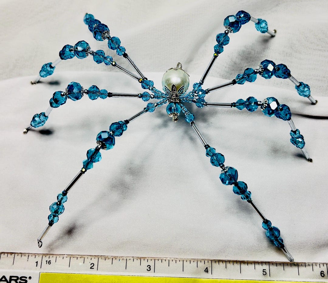 Blue Glass Crystal Beaded Spider Large - Etsy