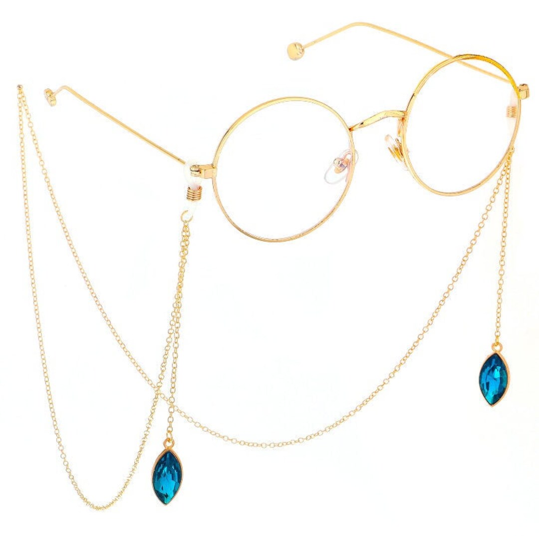 Glasses Chain / Glasses Rope / Gold Glasses Chain / Blue - Etsy
