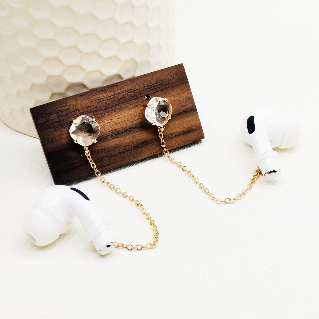 Rhinestone Transparent Silver Needle Earphone Chain, Airpods Anti-drop ...