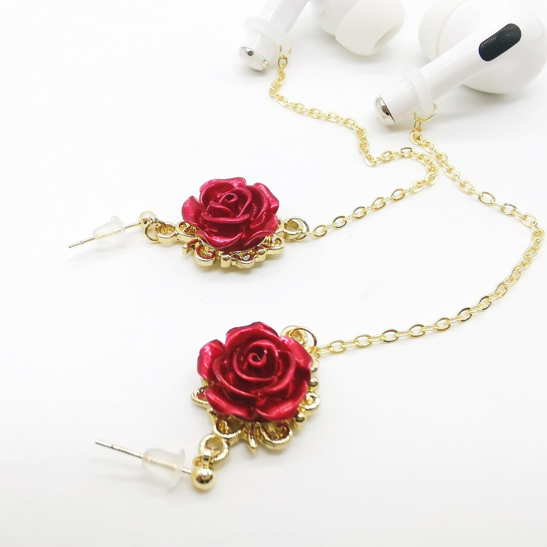 S925 Silver Needle, Retro Rose Earphone Chain, AirPod Loss Prevention ...