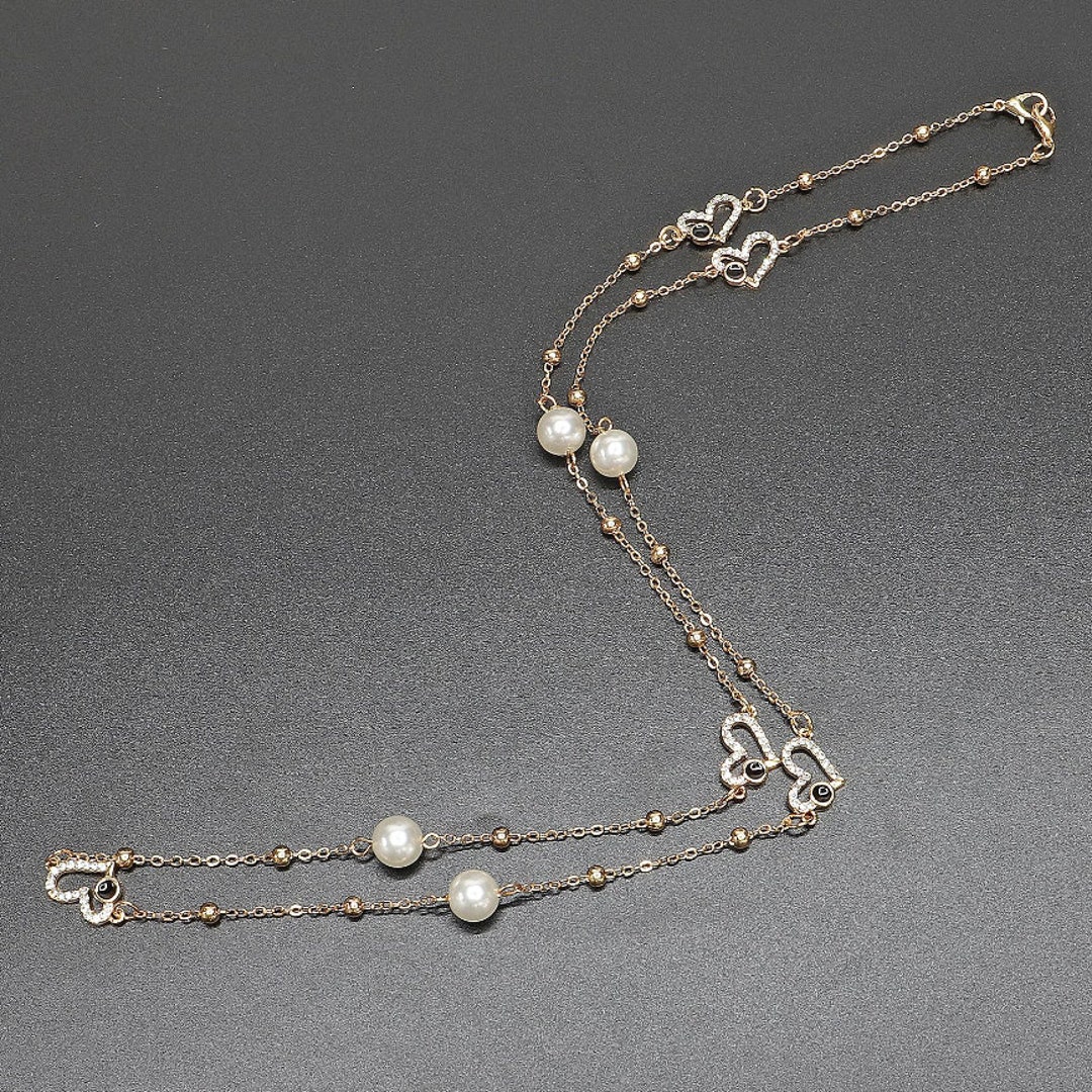 Oro/Perla Pesca Cuore Strass Catena per occhiali/Catena per - Etsy Italia