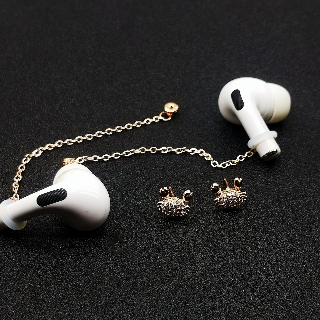 925 Silver Needle, Rose Gold, Zircon Crab Earring Headphone Chain ...
