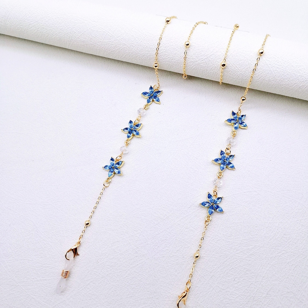 Flower Pendant Glasses Chain/metal Glasses Chain/gold - Etsy