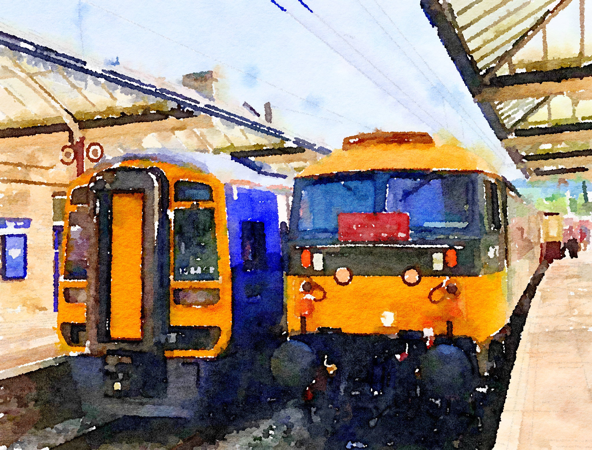 Train Watercolour Prints - Etsy