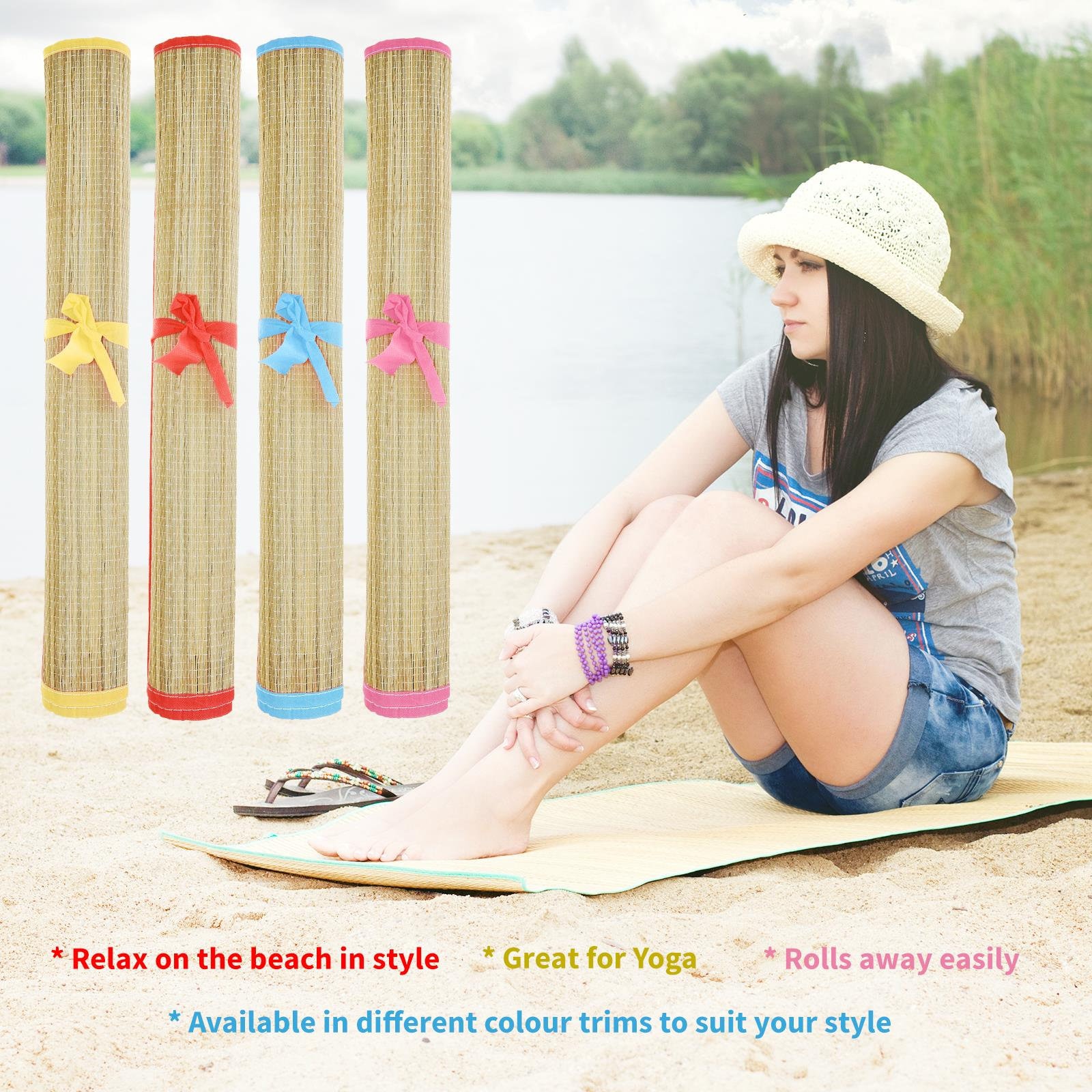 Straw Beach Mat Roll up Carry Mat Travel Picnic Holiday - Etsy