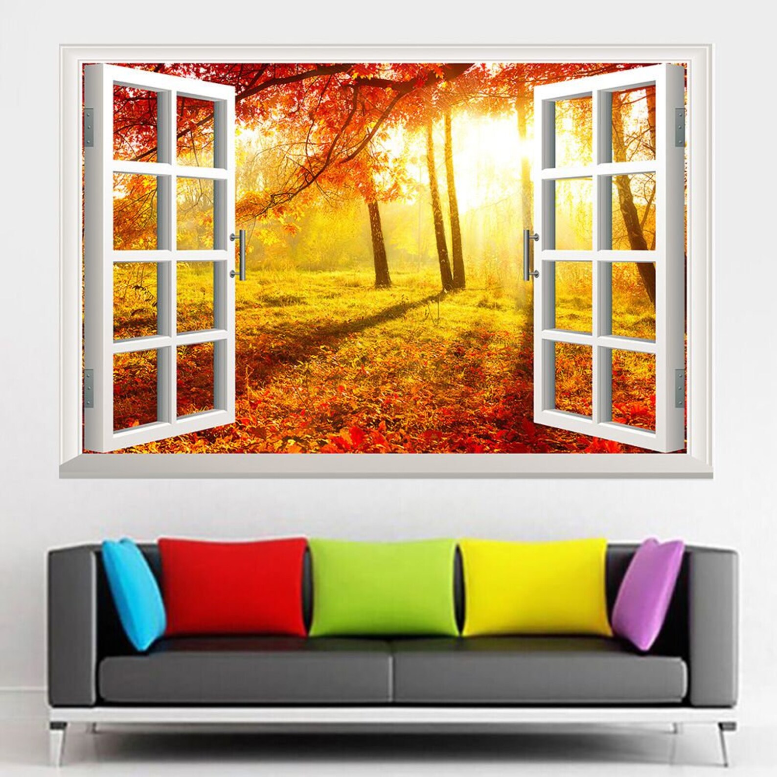 3D simulation fake window decoration painting wall stickers | Etsy