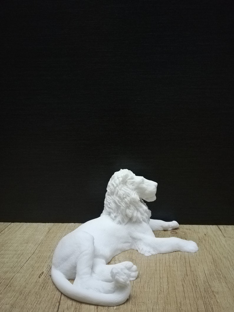 Handmade Lion Sculpture: White Marble & Cast Alabaster Statue - Etsy