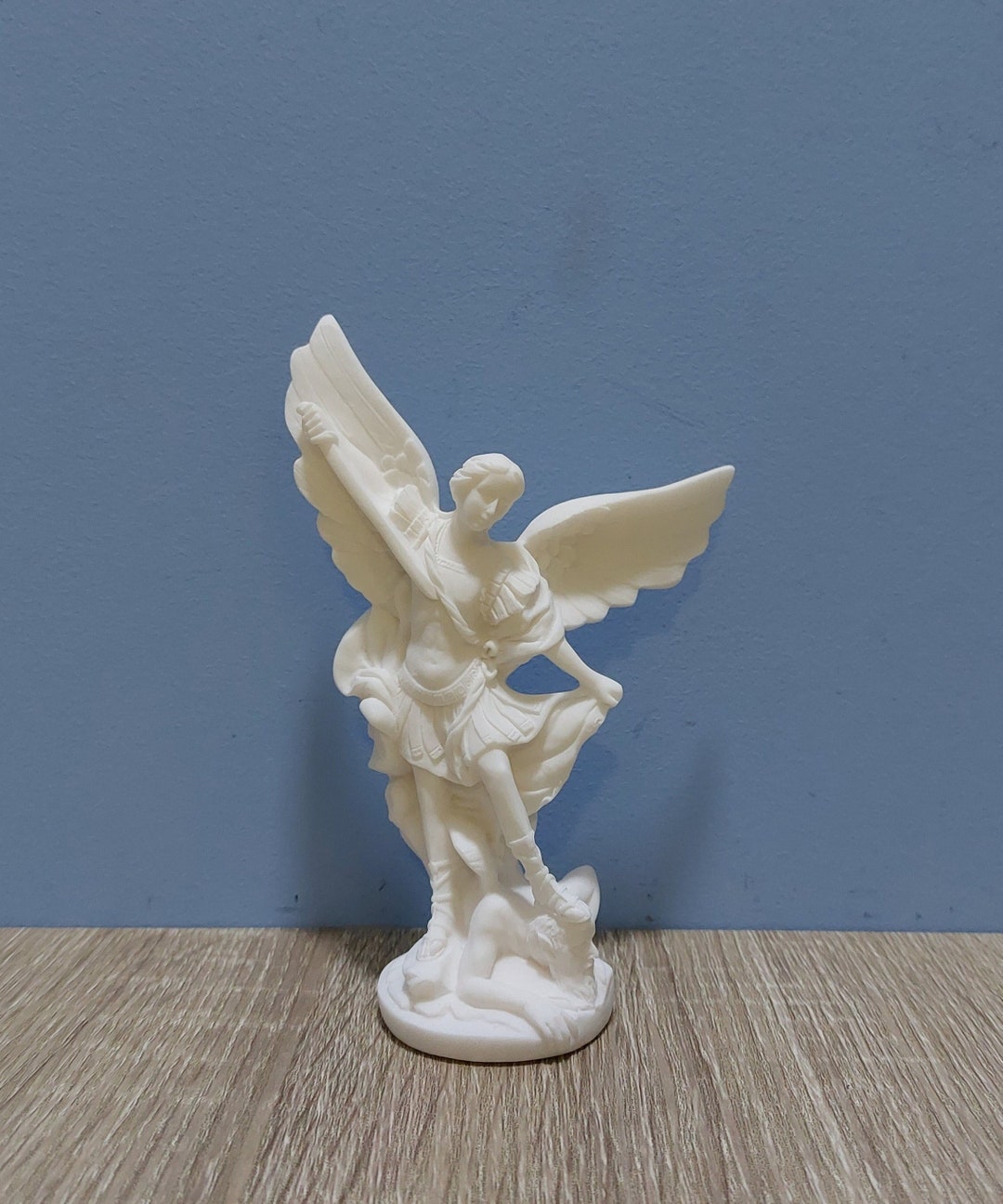 Handmade Archangel Michael Statue – White Marble & Cast Alabaster - Etsy