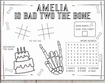 Bad Two the Bone Birthday Party Activity Sheet - Bad Two the Bone ...
