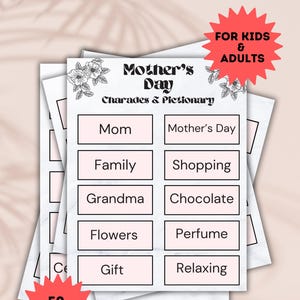 Printable Mothers Day Pictionary - Mothers Day Games - Mothers Day ...
