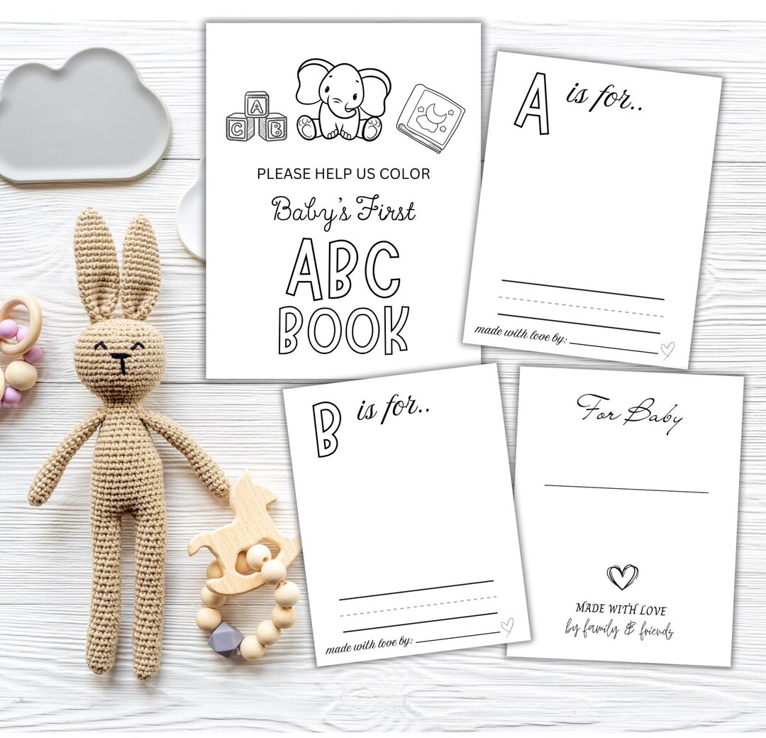 Blank Alphabet Book, ABC Coloring Book Baby Shower, Baby Shower ...