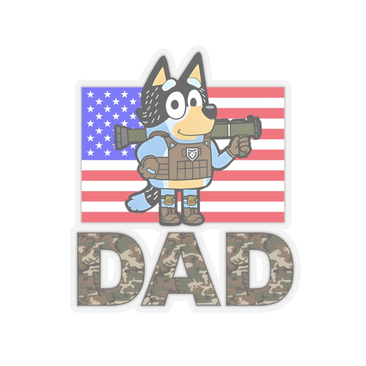 Tactical Dad Bluey Stickers One Piece Sticker Bluey Dad Military Dad ...