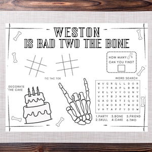 Bad Two the Bone Birthday Party Activity Sheet - Bad Two the Bone Party ...
