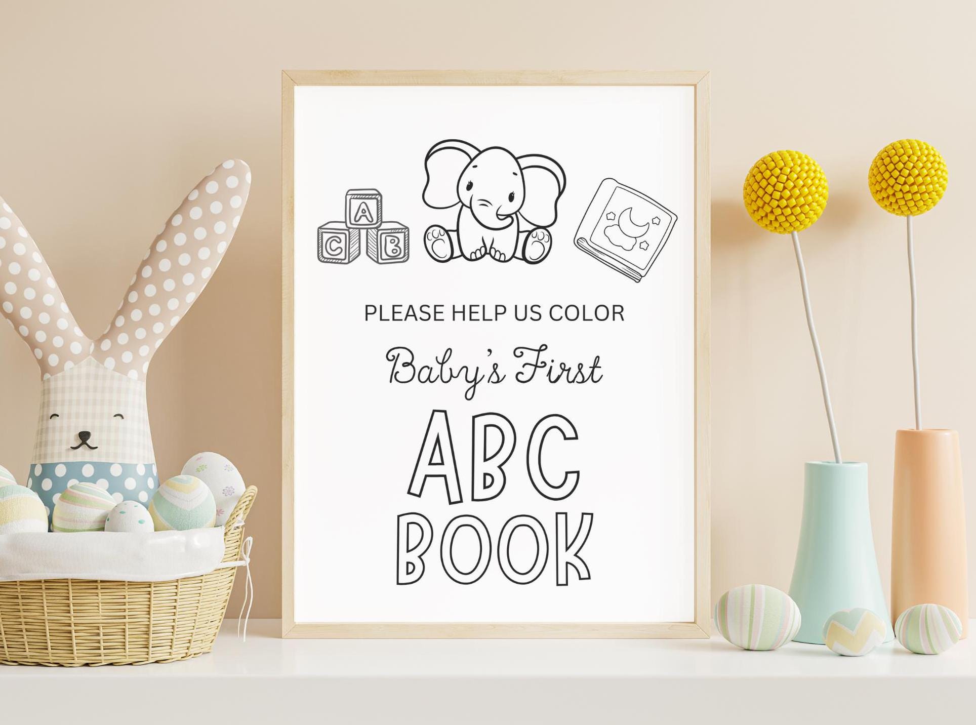 Blank Alphabet Book, ABC Coloring Book Baby Shower, Baby Shower ...
