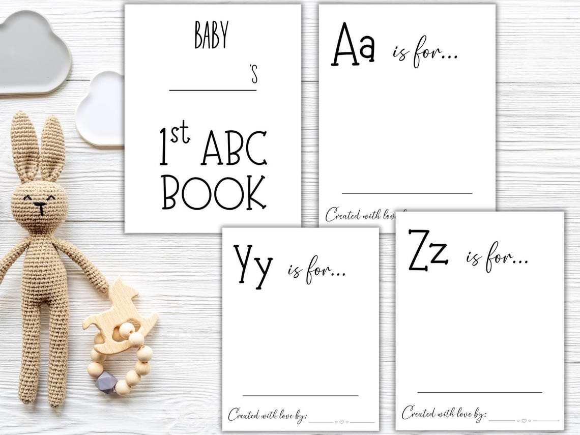 Blank Alphabet Book, ABC Coloring Book Baby Shower, Baby Shower ...