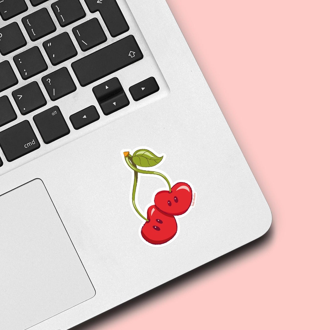 Red Cherry Sticker - Vinyl Sticker for Laptop, Notebook, Sketch Book or ...